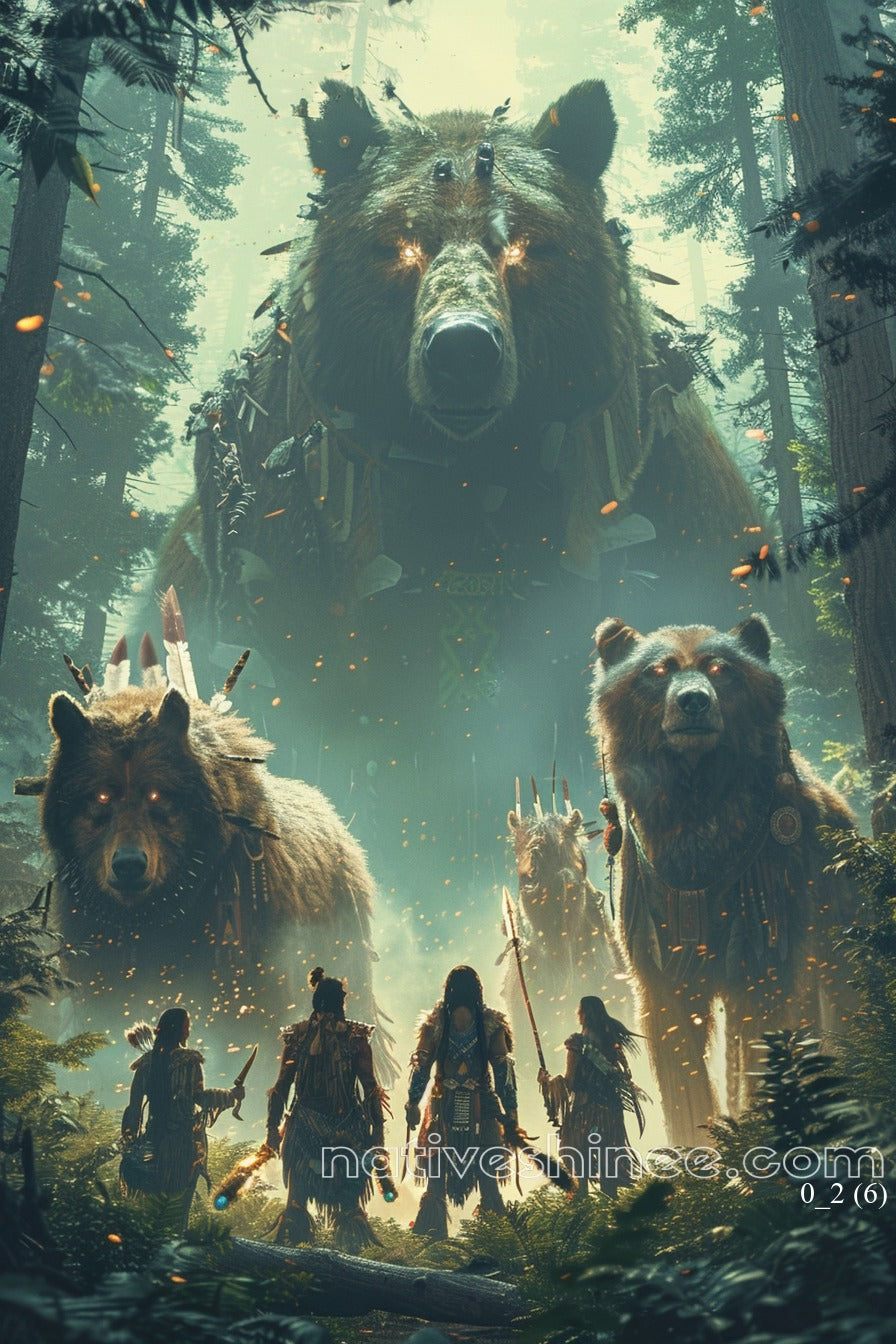 Guardians of the Sacred Forest Bear Native American Canvas – NativeShinee