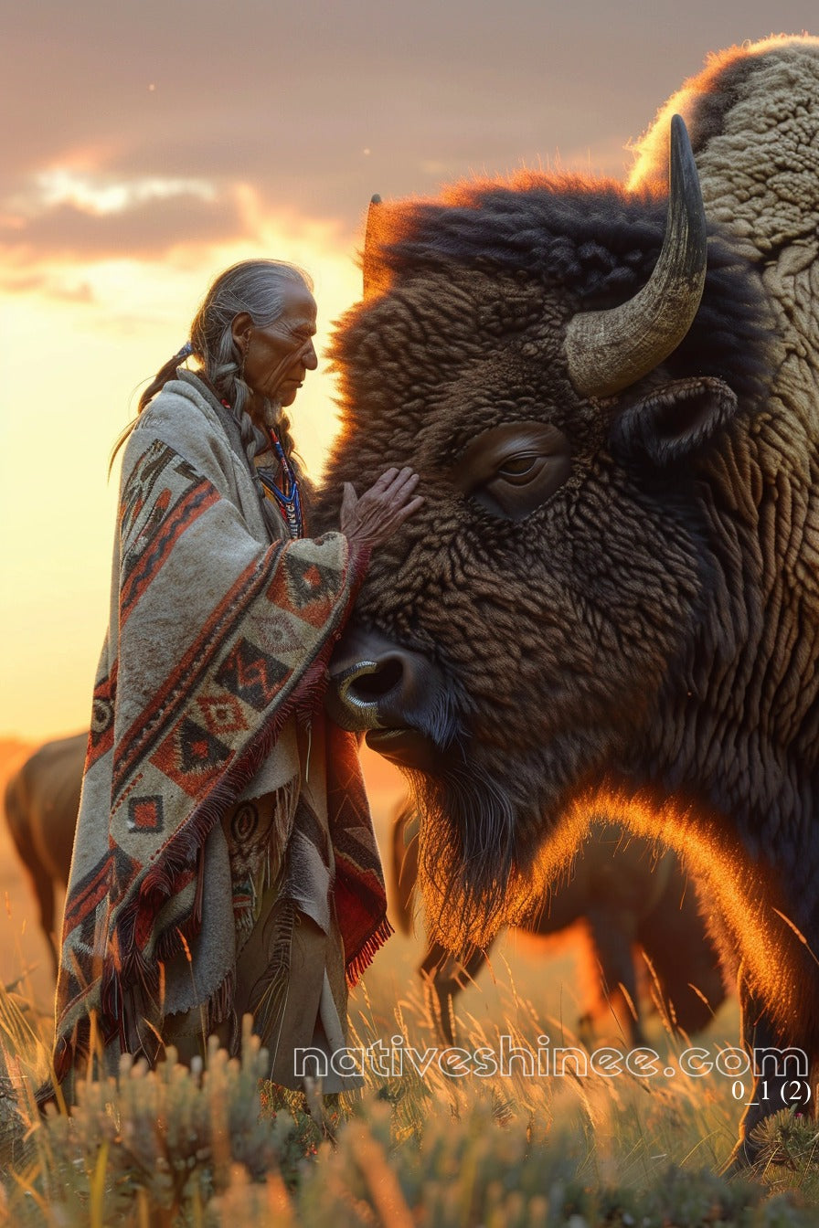 The Bison's Blessing – Native American Canvas – NativeShinee