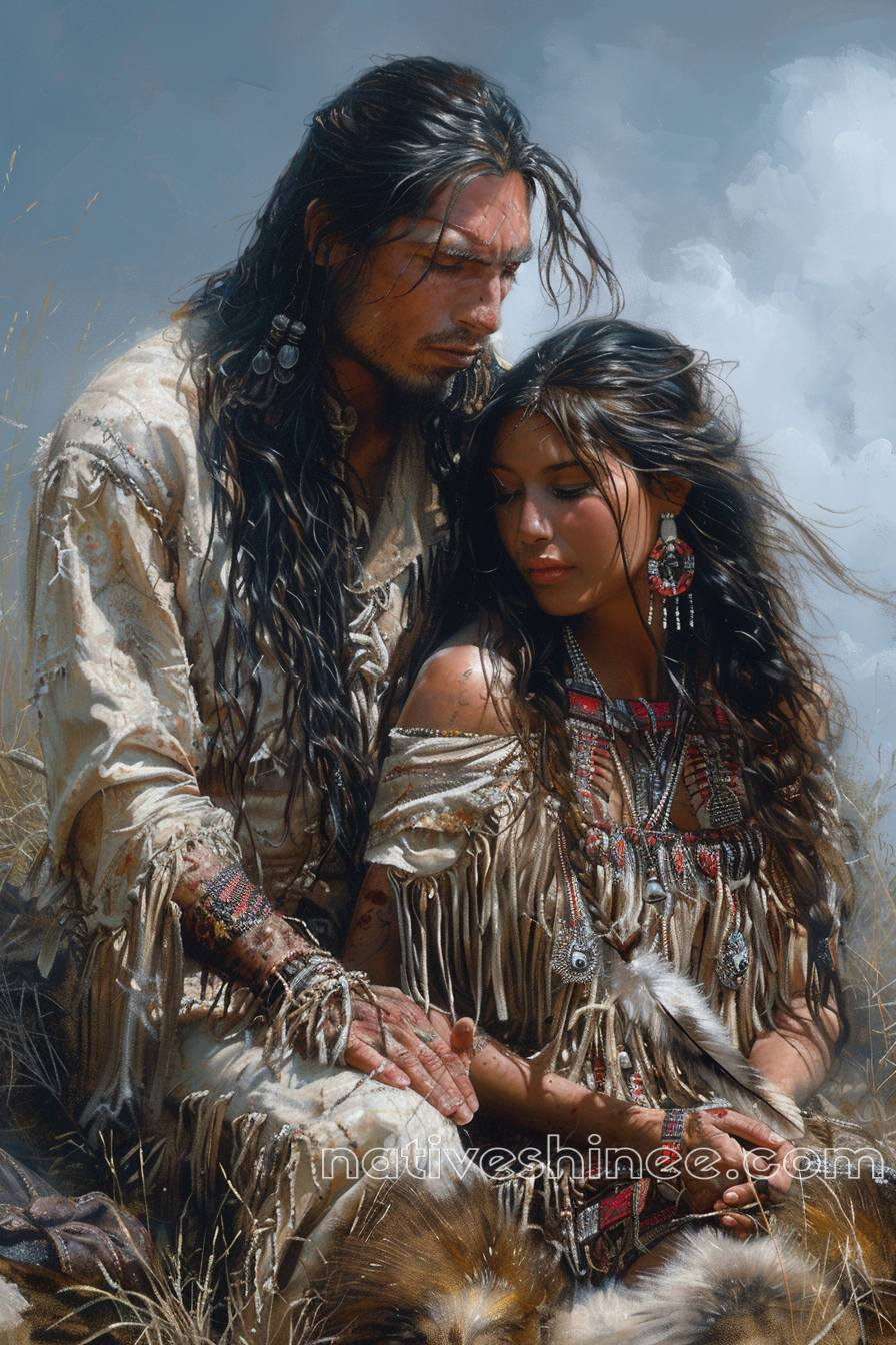 Native Couple in Harmony Native American Canvas – NativeShinee