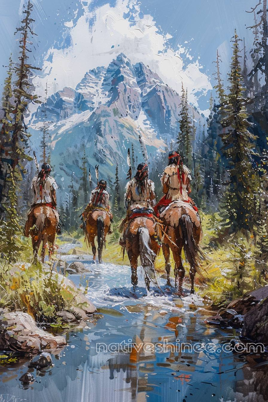 Native Pathways: Crossing Crystal Streams Native American Horse Canvas ...
