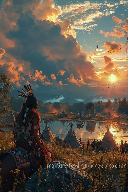 Twilight Reflections on Tribal Life Native American Canvas – NativeShinee