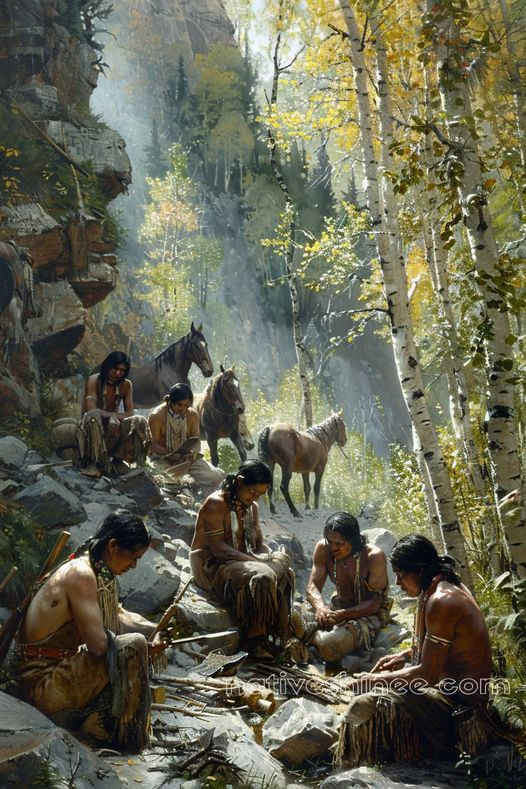 Brotherhood and Skill in Woodland Sanctuary Native American Canvas ...