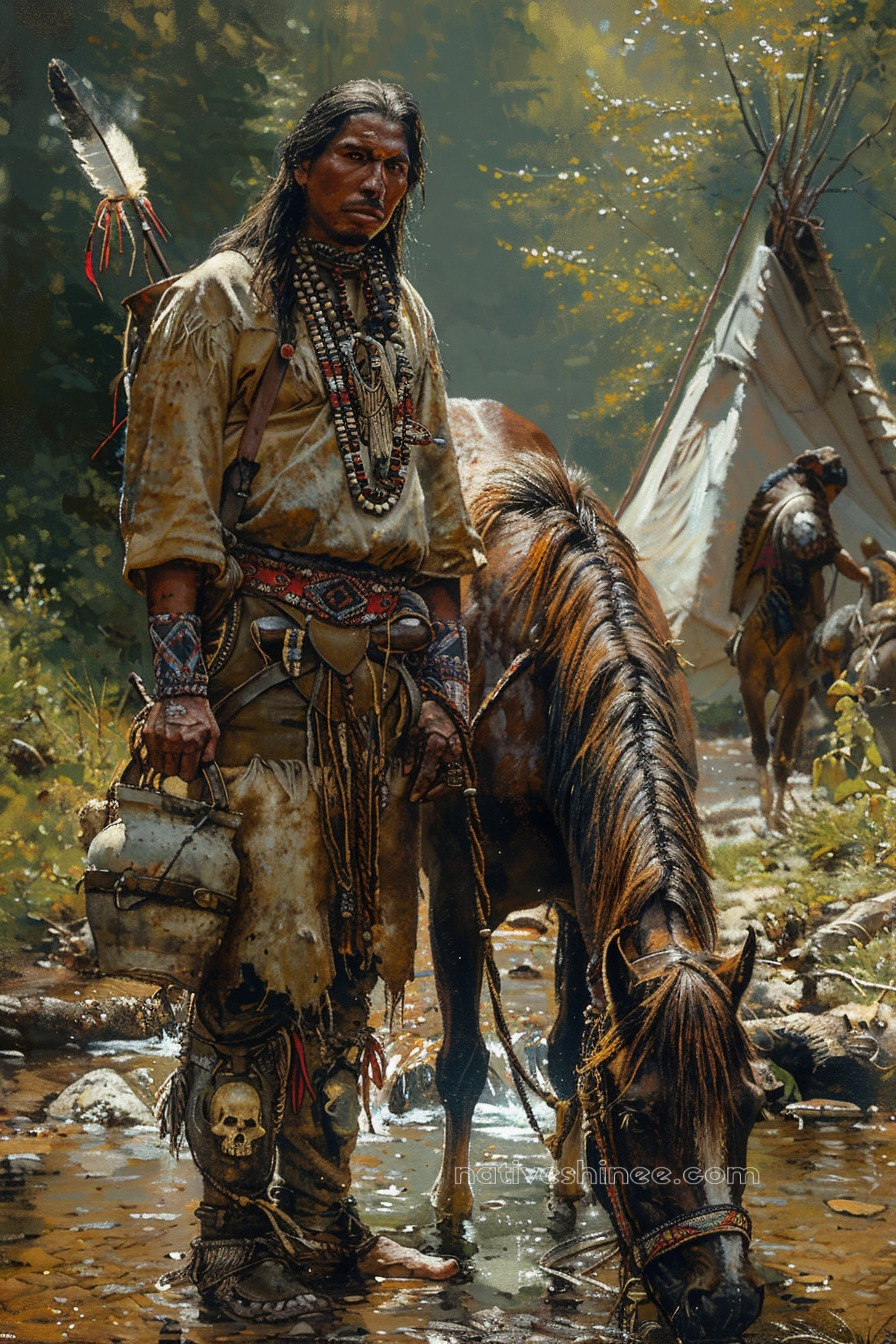 Warrior's Rest by the Stream Native American Canvas – NativeShinee