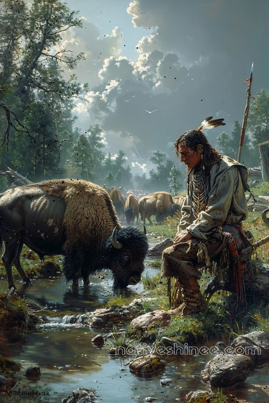 Sacred Connection with the Bison Native American Canvas – NativeShinee