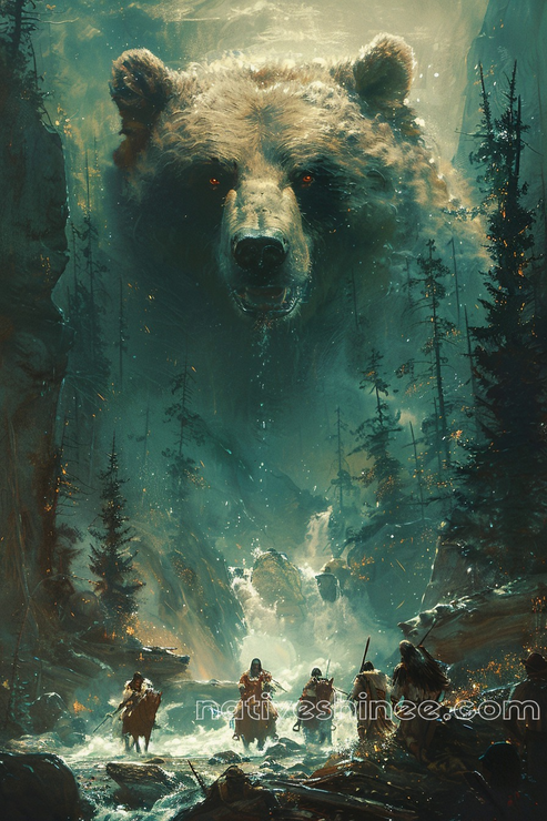 Guardian Bear of the Sacred Forest Native American Bear Canvas ...