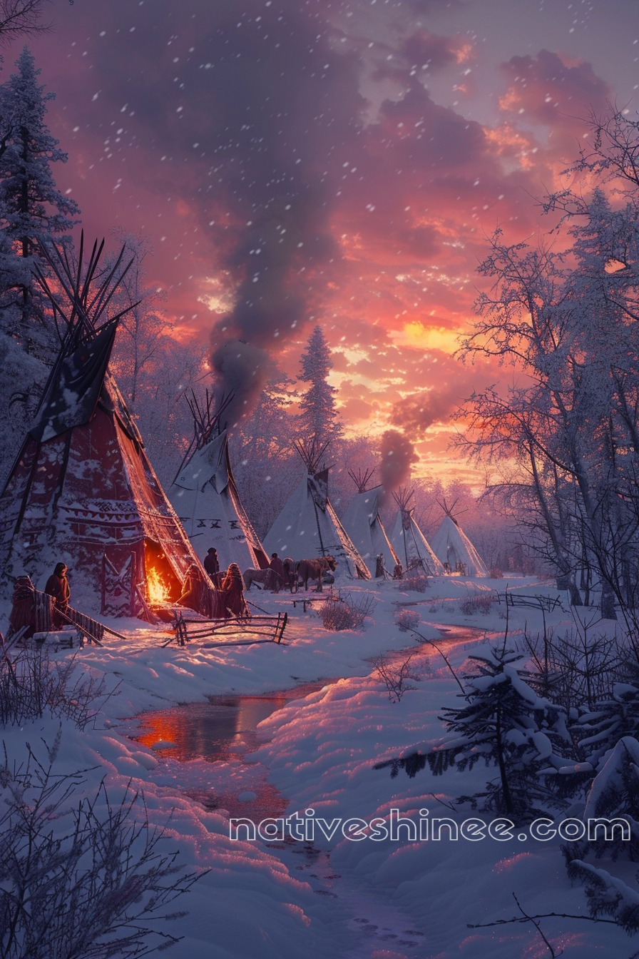 Warmth of Tradition in Winter Native American Canvas – NativeShinee