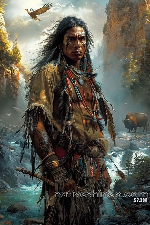Guardian of the Sacred Land Native American Canvas – NativeShinee
