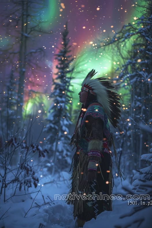 Northern Lights Warrior Native American Canvas – NativeShinee