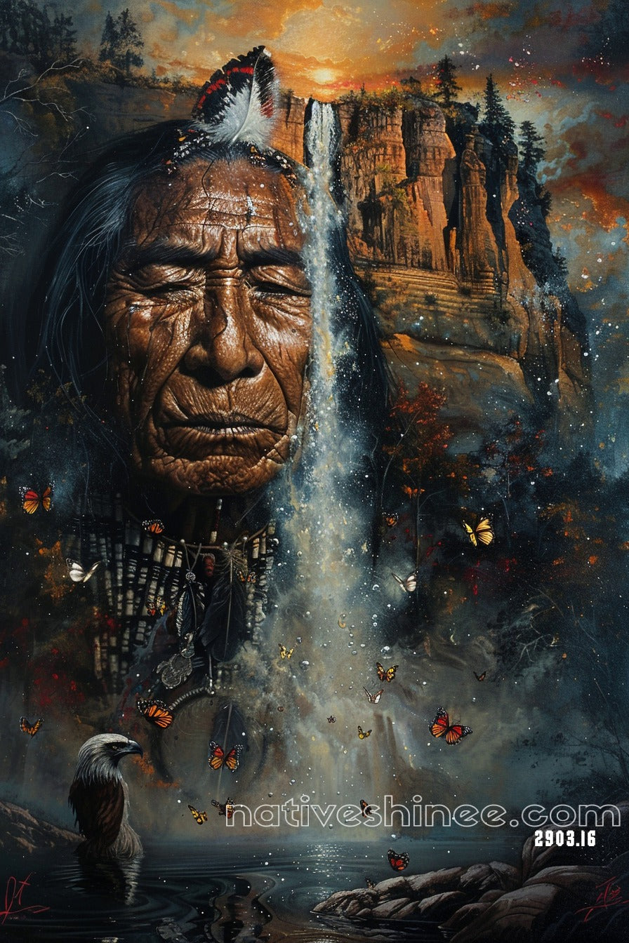 Waterfall Vision Native American Canvas – NativeShinee