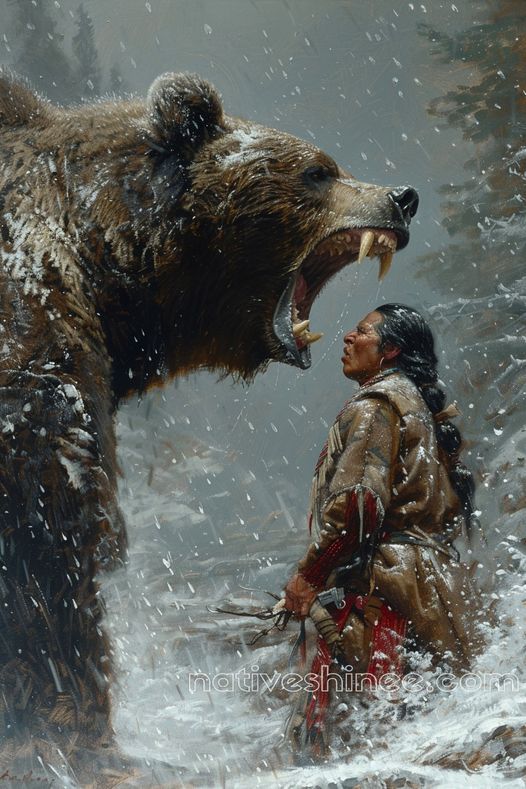 The Spirit Confrontation: Man vs. Beast Native American Canvas VA ...