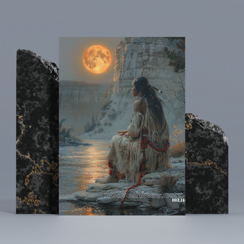 The Moon Watches Over Native American Canvas – NativeShinee