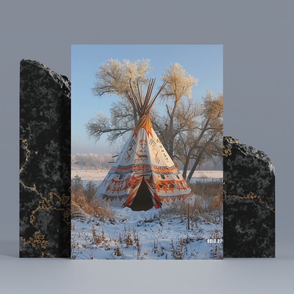 Winter's Embrace: The Spirit of the Teepee Native American Canvas ...