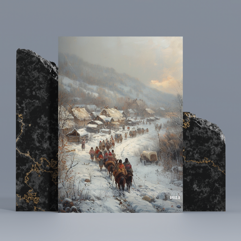Journey Through Winter's Embrace Native American Canvas – NativeShinee