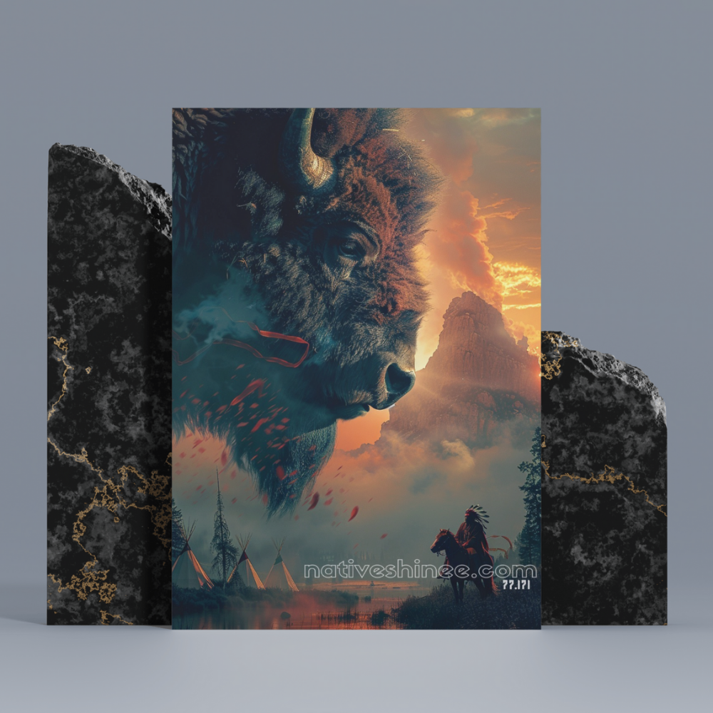 The Strength Of The Buffalo Native American Canvas – NativeShinee
