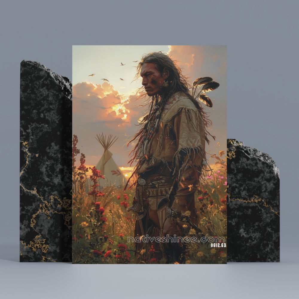 Warrior of the Sunset Native American Canvas – NativeShinee