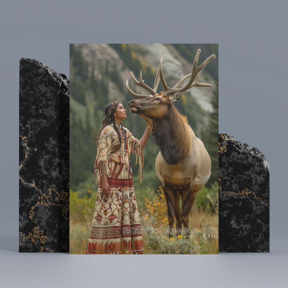 Harmony with the Elk – Native American Canvas – NativeShinee