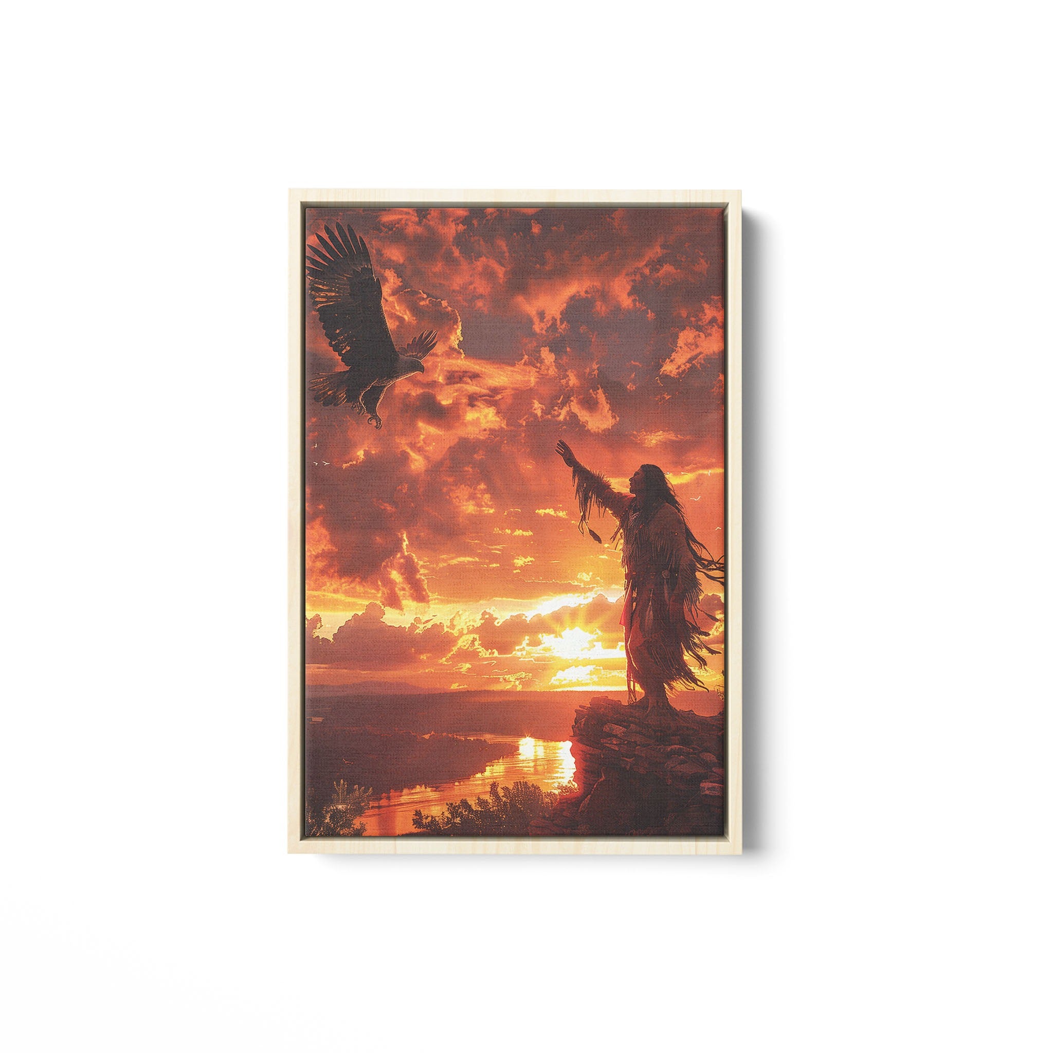 Reaching for the Sacred Skies Native American Eagle Canvas – NativeShinee