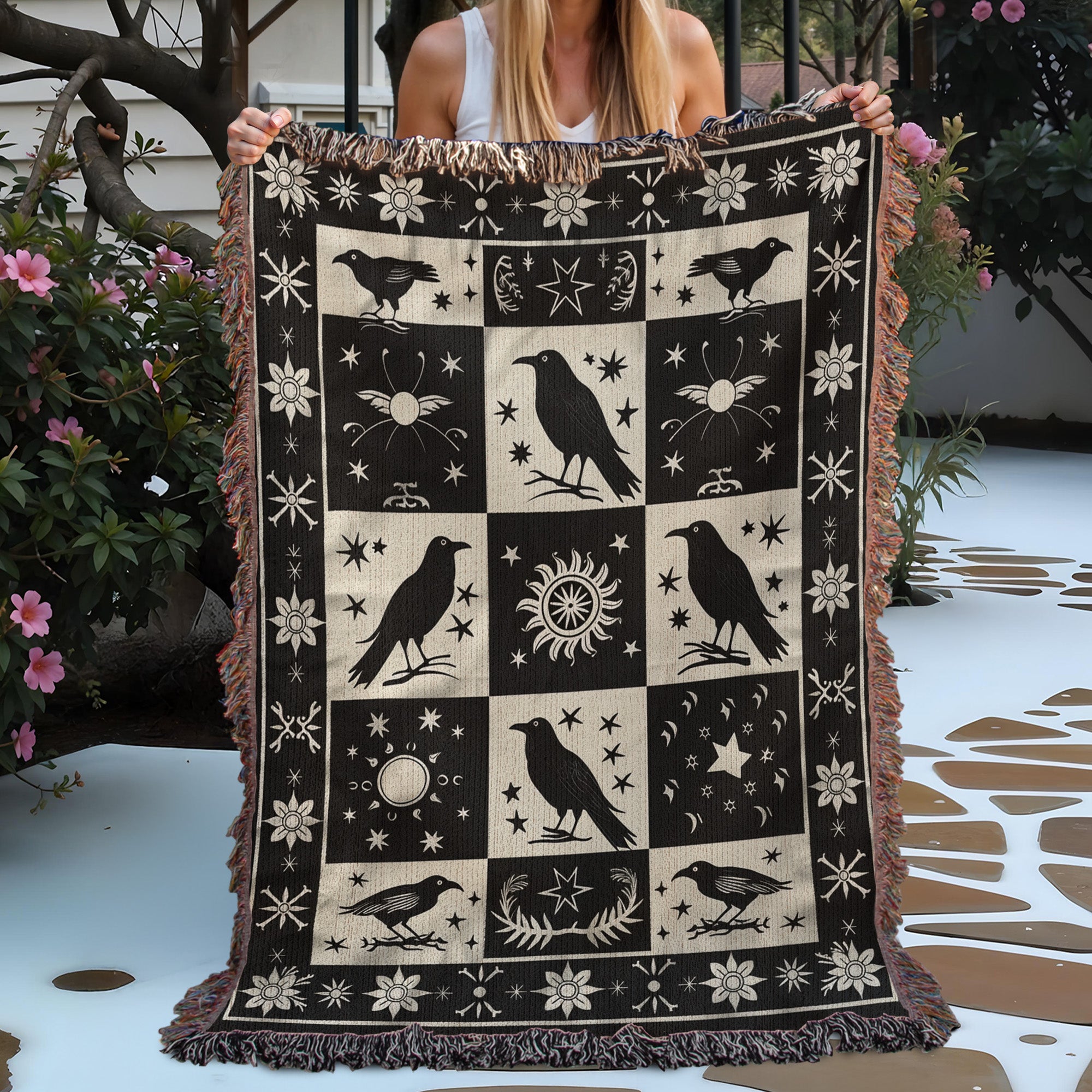 Black Crow Moonlight Woven Blanket – NativeShinee