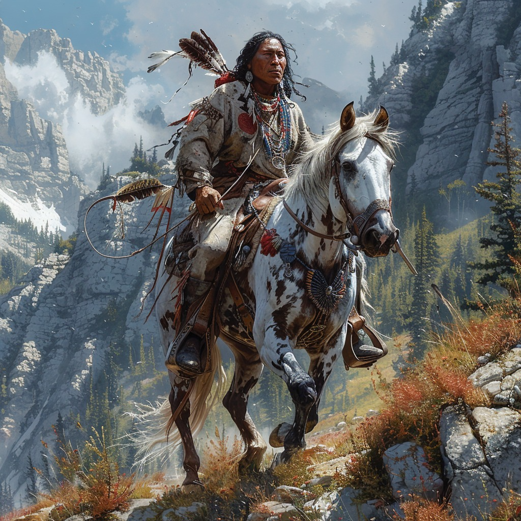 Journey Through the Rugged Terrain Native American Horse Canvas ...