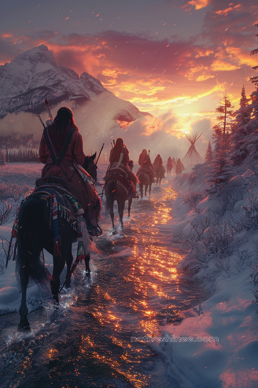 Winter's Light Warrior's Journey Native American Horse Canvas ...
