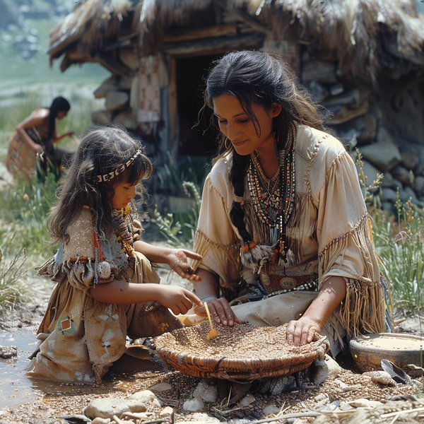 Mother and Child in the Tapestry of Native Life American Canvas ...