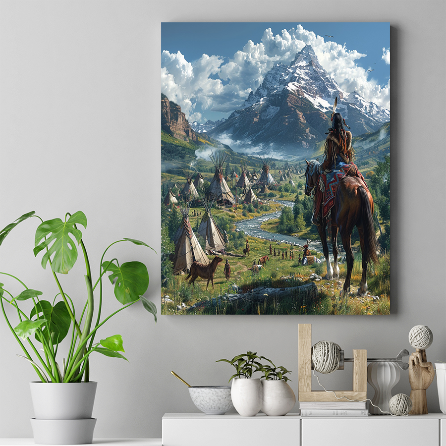 Gaze Upon the Ancestral Grounds Native American Horse Canvas – NativeShinee