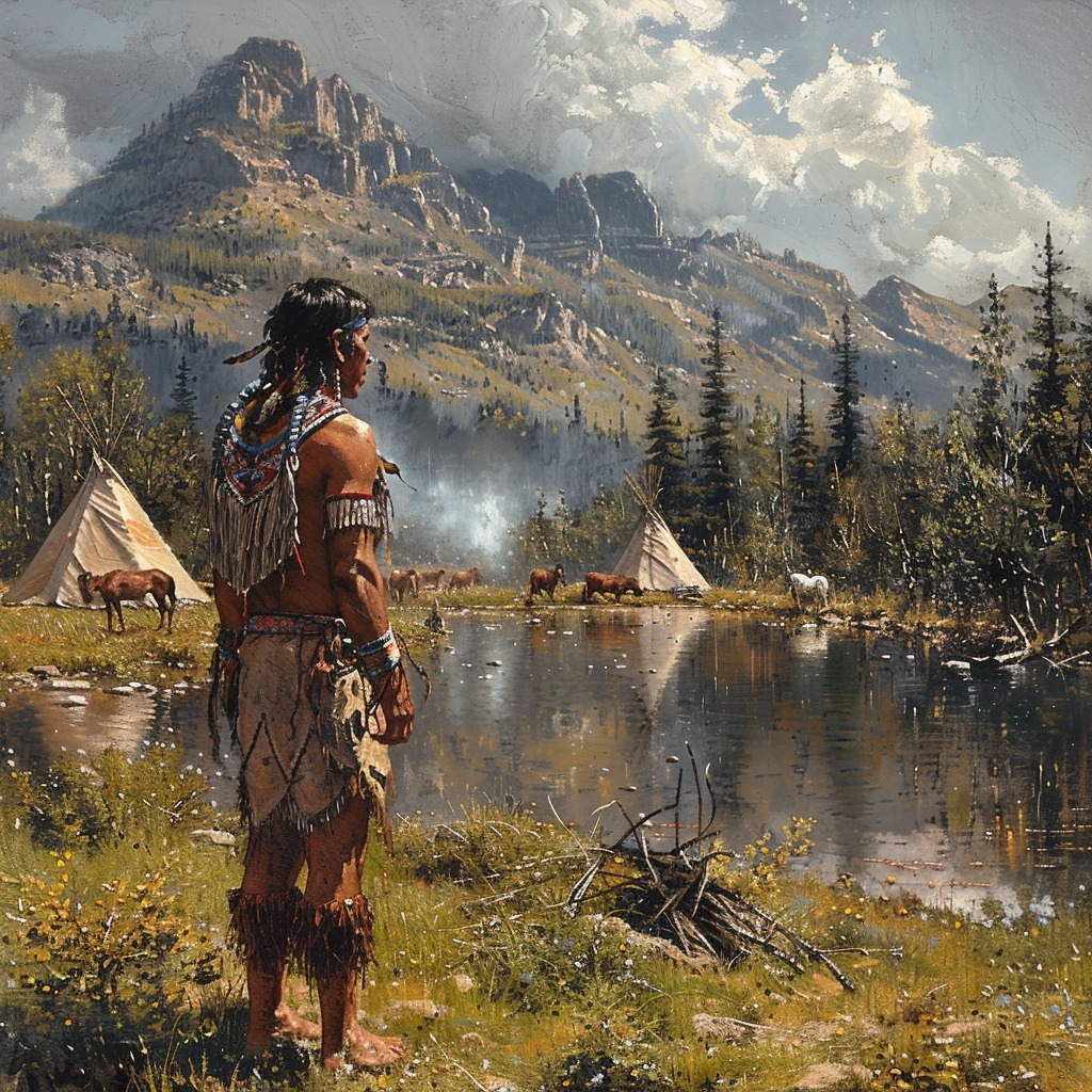 Standing Watch Over Ancestral Lands Native American Canvas – NativeShinee