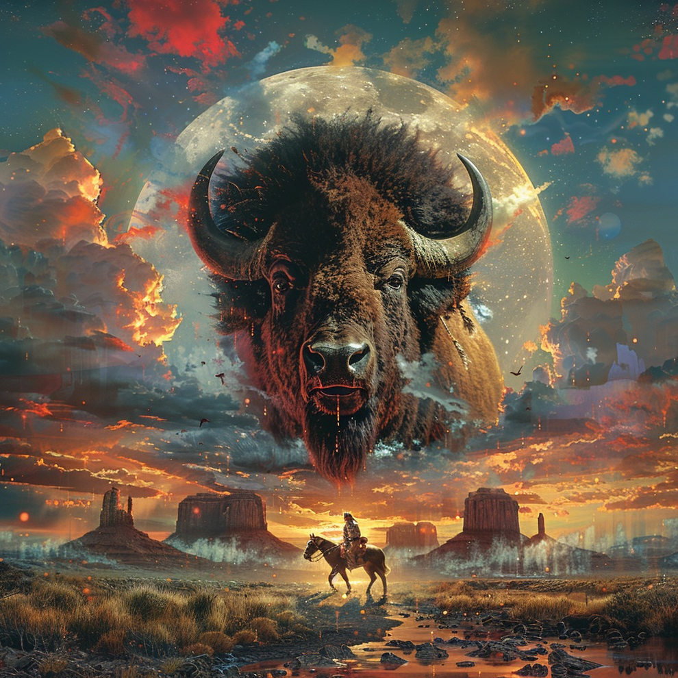 Bison Spirit of the Wild Native American Canvas – NativeShinee
